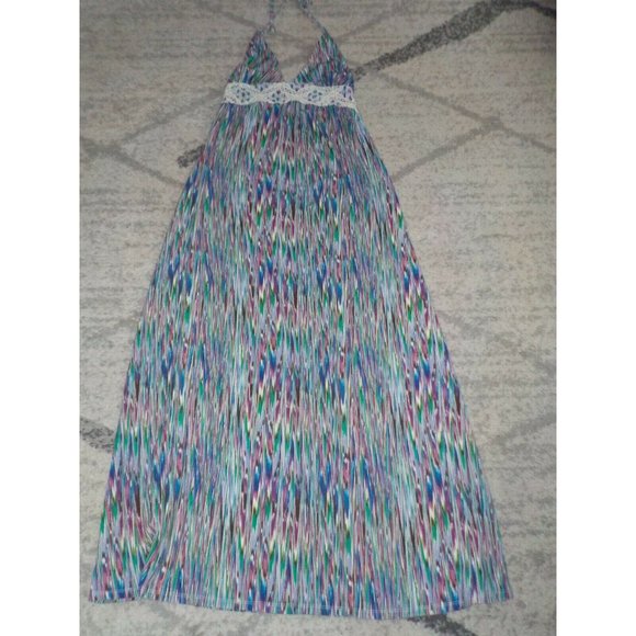 Route 66 | Dresses | Route 66 Halter Dress Multicolor Paint Brush Lace ...